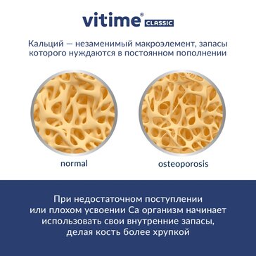 Купить vITime Classic Кальций таб 120 шт Витайм Классик в городе Москва и Московская область в ...