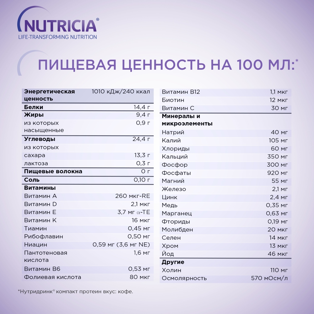 Купить нутридринк компакт протеин кофейный вкус смесь для энтерального ...