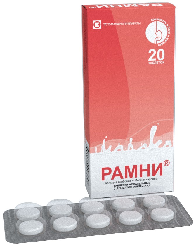 Купить рамни таб жев 20 шт (кальция карбонат+магния карбонат) от 229 ...