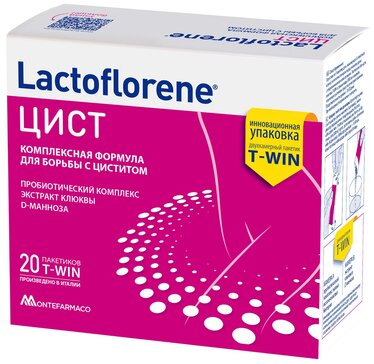 Купить lactoflorene (Лактофлорене) Цист, 20 пакетиков (d-манноза+клюквы экстракт+пробиотики) от ...