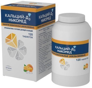 Купить кальций-Д3 Никомед таб жев. 500мг+200ме 120 шт апельсин (кальция ...