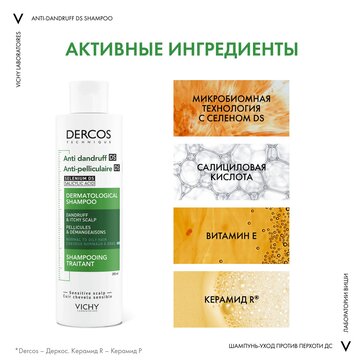 Купить vICHY DERCOS Интенсивный шампунь-уход против перхоти для ...